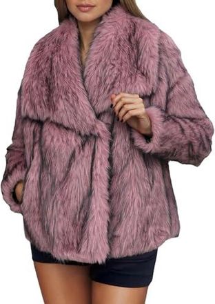 Generic Vestes pour femmes 2026 - Veste synth&eacute;tique luxueuse pour lhiver - Manteau chaud boutonn&eacute; sur le devant avec tissu doux - V&ecirc;tement dext&eacute;rieur &eacute;l&eacute;gant 