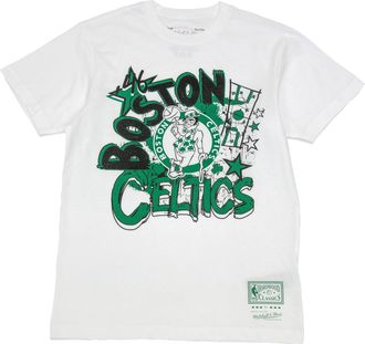 Mitchell & Ness Play by Play Kurzarm T-Shirt (NBA/HWC) - Boston Celtics, Wei&szlig;, 100% Baumwolle, Herren, Frauen, Kinder, Unisex, Fr&uuml;hling, Sommer, Herbst, Winter, Baske