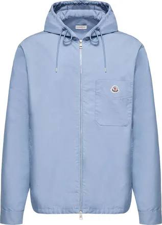 Moncler Moncler Surchemise En Popeline De Coton M&eacute;lang&eacute;, Homme, Bleu, Taille: Xxl