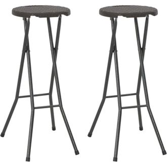 vidaXL Vidaxl - Tabouret de bar pliable lot de 2 pehd et acier Aspect rotin
