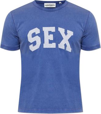 Carne Bollente unisex, Tops, Bleu, Taille: XS T-shirt en coton avec col rond