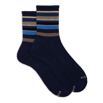 Gallo Gallo, Homme, Sous-vêtements, Multicolore, Taille: M Chaussettes courtes pour hommes en éponge de coton bleu à rayures multicolores