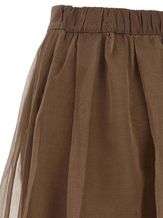Brunello Cucinelli Layered Pleated Skirt - Brown
