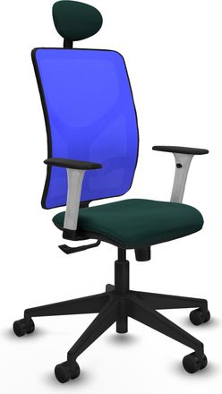 Piqueras y Crespo B&uuml;rostuhl, R&uuml;ckenst&uuml;tze, mit wei&szlig;en und schwarzen Armlehnen, h&ouml;henverstellbare Lendenwirbelst&uuml;tze und festes Kopfteil, ausgestattet mit 3 Positionen, 