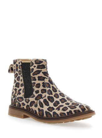 Pom dApi Girls Multicolor Ankle Boots With Leopard Motif Rubber