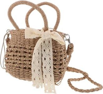Hemoton Sac Bandouli&egrave;re Paille Boh&egrave;me L&eacute;ger et Solide Petit Sac Seau Tiss&eacute; Naturel pour Femme Plage Multiusage pour Vacances et Usage Quotidien