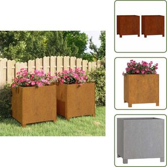 vidaXL The Living Store Jardini&egrave;res avec pieds 2 pcs Rouill&eacute; 42x40x43 cm Acier corten - Jardiniere - Pot De Fleurs - Acier Corten - Bac &Agrave; Fleurs - D&eacute;co