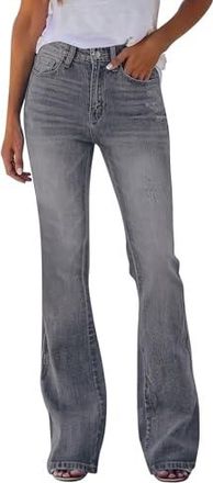 Generic Jeans femme taille haute pantalon &eacute;lastique confortable jeans style baggy push up denim pantalon avec poches mode d&eacute;contract&eacute; confortable pour bureau,