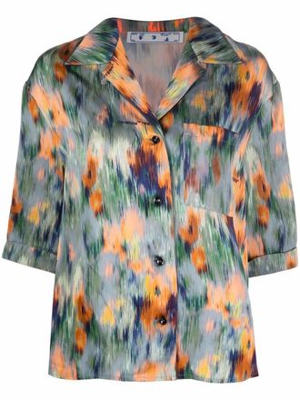 Off-white chemise de bowling &agrave; imprim&eacute; abstrait - Vert