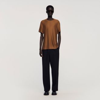 Sandro T-Shirt mit Piqu&eacute;-Optik