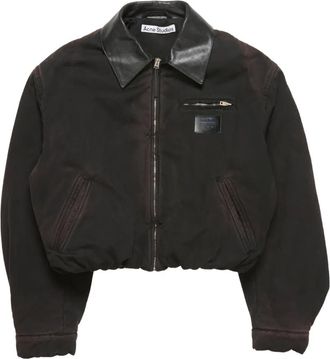 Acne Studios Lederjacke mit Logo-Patch - Braun