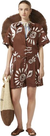 Scotch & Soda Womens Linen Utility Playsuit Jumpsuit, Inky Sun Brown, 42