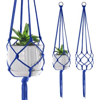 Generic Update Makramee-Seil zum Aufh&auml;ngen von Blument&ouml;pfen, Pflanzenhalter f&uuml;r Innen- und Au&szlig;enbereich, 104 cm, Blau, 2 St&uuml;ck