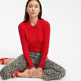 La Redoute Collections Cardigan Col Polo En Fine Maille Boutonn&eacute;