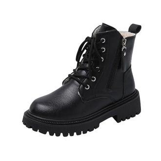 Generic Bottes de motard pour femme &agrave; talon &eacute;pais - Chaudes - &Eacute;l&eacute;gantes - Doublure en polaire - Fermeture &eacute;clair lat&eacute;rale - Antid&eacute;rapantes - Classiques et con