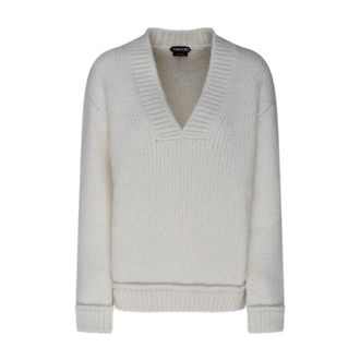 Tom Ford Alpaka V-Ausschnitt Pullover - - Knitwear - Damen - Grau - XS