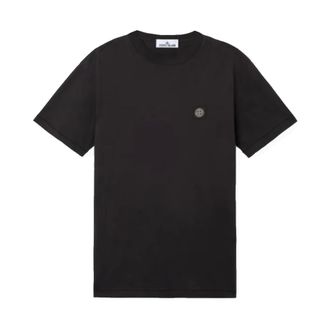 Stone Island Homme, Tops, Noir, Taille: XL T-shirt en Jersey de Coton &agrave; Manches Courtes avec Logo