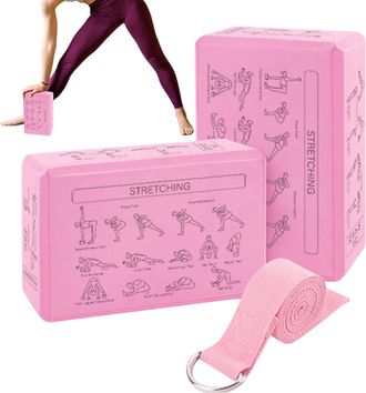 Generico Yoga-Bl&ouml;cke aus Schaumstoff, 2 St&uuml;ck, tragbar, rutschfest, weich, Yoga-Block, EVA-, f&uuml;r Training, Dehnung, Balance, Flexibilit&auml;t, Anf&auml;nger, Erwachsene