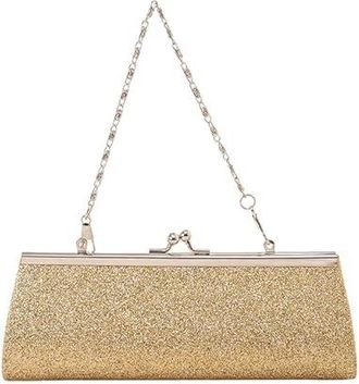 Generic Pochette de soir&eacute;e paillet&eacute;e avec sangle cha&icirc;ne, 20 cm x 8 cm, dor&eacute;