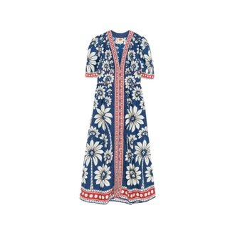 Farm Rio Farm Rio, Femme, Robes, Bleu, Taille: 40 FR Luna Maxi Dress