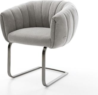 DELIFE Freischwinger Jada-Flex Strukturstoff Soft Grau Freischwinger flach Graphit Taschenfederkern, Esszimmerst&uuml;hle