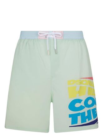 Dsquared2 short de bain &agrave; slogan imprim&eacute; - Vert