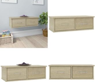 vidaXL Vidaxl - tagère murale avec tiroirs Chêne sonoma Bois dingénierie - Etagere Murale - Étagère Tiroir - Rangement Mural - Bibliothèque Murale - Déco