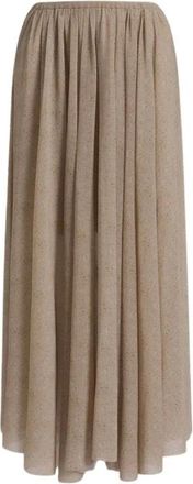 Alberta Ferretti Femme, Jupes, Brun, Taille: 42 FR Printed Tulle Pleated Skirt