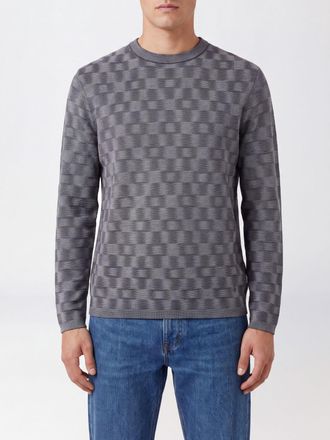 Emporio Armani Jacquard-Pullover mit Rundhalsausschnitt aus reiner Schurwolle