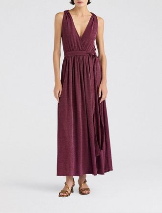 Momoni Robe midi &eacute;vas&eacute;e Momoni en viscose et lurex m&eacute;lang&eacute;s avec col en V