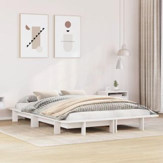 vidaXL Massivholzbett ohne Matratze Wei&szlig; 140x200 cm Kiefernholz Vidaxl