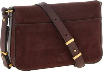 Pinko Love Satchel Suede Crossbody Bag - Burgundy