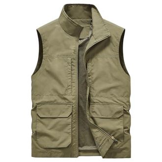 Generic Gilet Softshell fin &agrave; col montant pour homme, fermeture &eacute;clair avec poche &agrave; revers, s&eacute;chage rapide et respirant, gilets minimalistes l&eacute;gers et imperm&eacute;