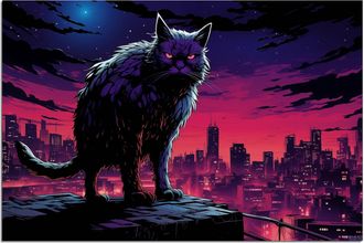 Wallario selbstklebendes Poster - Hüterin der Nacht, Aufkleber in Premiumqualität, Klebefolie Größe: 100 x 150 cm XXL-Poster