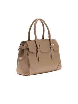 Guess Womens Shoulder Bag Taupe Cow Leather - Satchel-Bags
