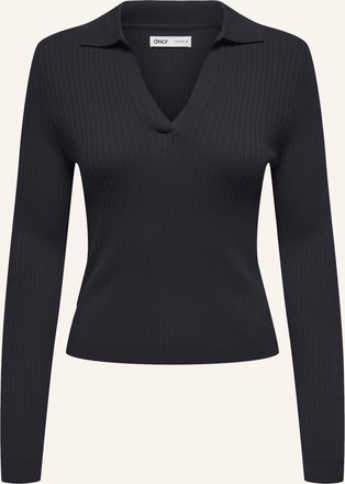 Only Strick-Poloshirt blau