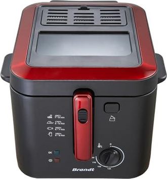 Brandt FRI25R2 Fritteuse - Maße 237 x 322 x 342 cm - bis zu 1 kg Pommes Frites - Thermostat verstellbar von 130 °C bis 190 °C - 2,5 l - 1600 W - Edelstahl