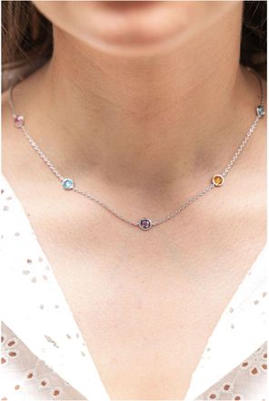 Zeeme Silber Halskette 925 Silber rhodiniert mit Zirkonia bunt