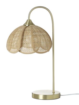 Vertbaudet Kinderzimmer Nachttischlampe aus Rattan mit Messingfu&szlig; gold