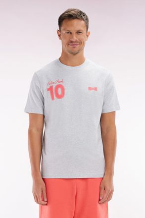 Eden Park T-shirt 10 En Coton Gris Et Rouge Coupe D&eacute;contract&eacute;e