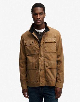 Superdry Veste style motard cir&eacute;e - Beige canyon-Vert