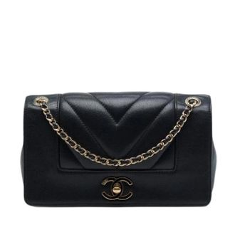 Chanel Pre-owned Chevron Sheepskin Crossbody Bag - - Pre-owned - Damen - Schwarzk - ONE SIZE