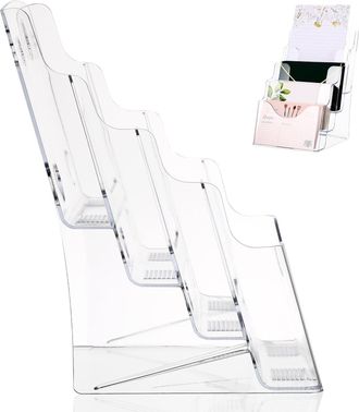 BESTONZON BCOATH Acryl Dokumentenhalter Klarer Prospektst&auml;nder Tisch Organizer f&uuml;r B&uuml;ro und Zuhause Transparenter Multi Tier Datei Brosch&uuml;renst&auml;nder Platzsparen