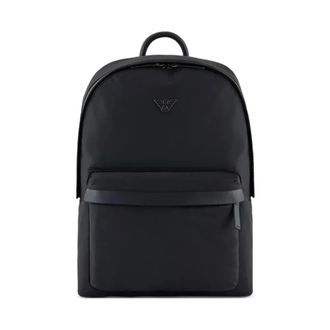 Emporio Armani Homme, Sacs, Noir, Taille: ONE Size Sac &agrave; dos noir en nylon avec logo m&eacute;tallique