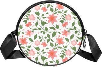 Generic Sac &agrave; bandouli&egrave;re rond pour femme, motif floral artistique, petit sac &agrave; dos &agrave; bandouli&egrave;re avec fermeture &eacute;clair, bretelles r&eacute;glables, sac &agrave; main rond 