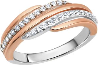 Zeeme Silber, F Ring Silber 925 zweifarbig mit Zirkonia wei&szlig;