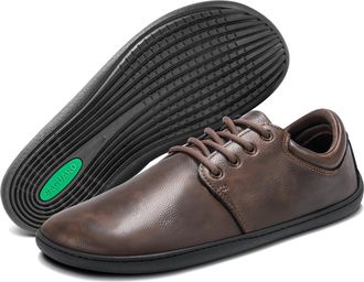 Saguaro Barfu&szlig;schuhe Herren Leder Barfussschuhe rutschfest Barefoot Shoes M&auml;nner Leicht Minimalschuhe Barfu&szlig; Sneaker f&uuml;r Business Arbeit Walking, Noble II, Br