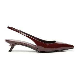 Alevì Femme, Chaussures, Rouge, Taille: 37 1/2 EU Slingback en Cuir Verni Bordeaux avec Détail Perle