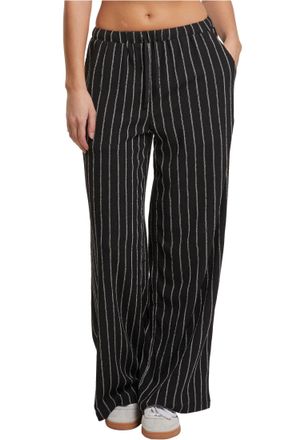 Urban Classics Damen Hose Ladies Structured Striped Relaxed Fit Pants, Weite Damenhose mit elastischem Bund und Kordelzug, Gr&ouml;&szlig;en XS - 5XL