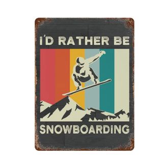 IUBBKI Snowboarding Snowboard Vintage Design Blechschild Metallschild Kunst zum Aufh&auml;ngen Eisen Malerei Retro Haus K&uuml;che Garten Garage Wanddekoration